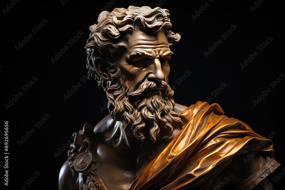 Abstract ancient roman, greek stoic person with a muscular body, marble ...