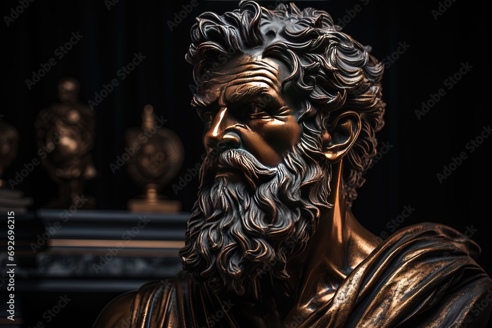 Abstract ancient roman, greek stoic person with a muscular body, marble ...