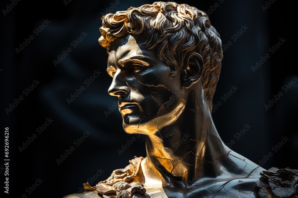 Abstract ancient roman, greek stoic person with a muscular body, marble ...