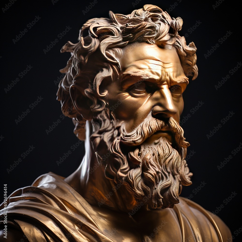 Abstract ancient roman, greek stoic person with a muscular body, marble ...