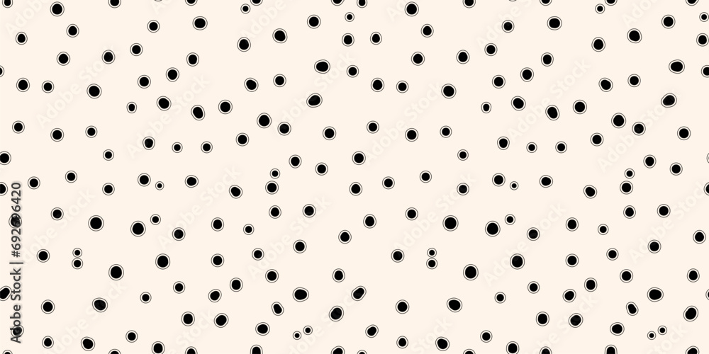 Vector seamless pattern with small hand drawn black chaotic dots, spots ...
