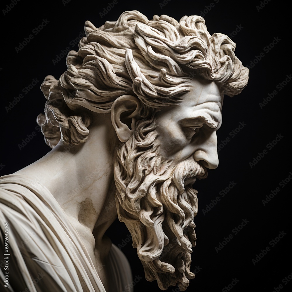 Abstract ancient roman, greek stoic person with a muscular body, marble ...