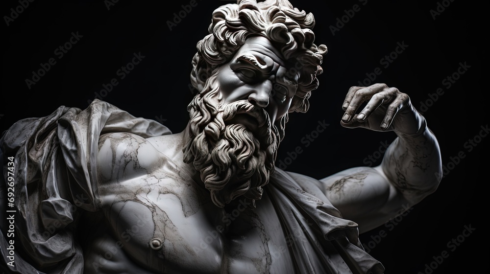 Abstract ancient roman, greek stoic person with a muscular body, marble ...