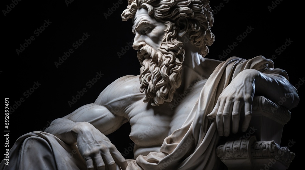 Abstract ancient roman, greek stoic person with a muscular body, marble ...