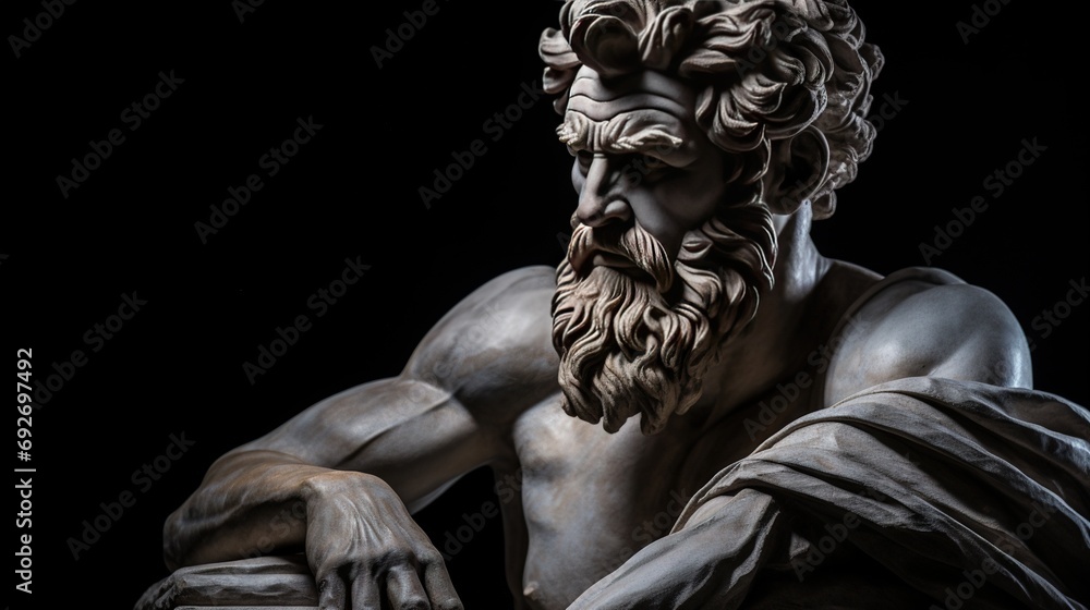 Abstract ancient roman, greek stoic person with a muscular body, marble ...