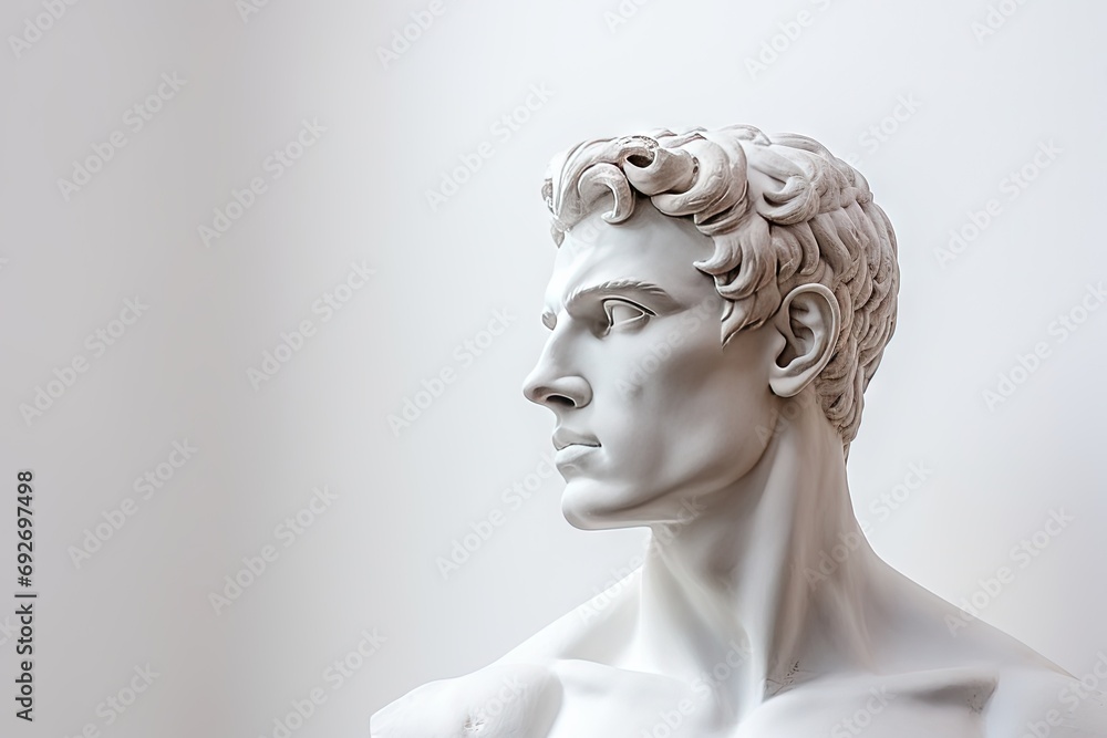 Abstract ancient roman, greek stoic person with a muscular body, marble ...
