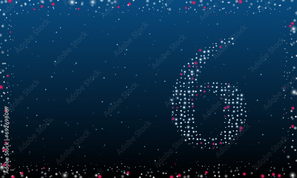 On the right is the number six symbol filled with white dots ...