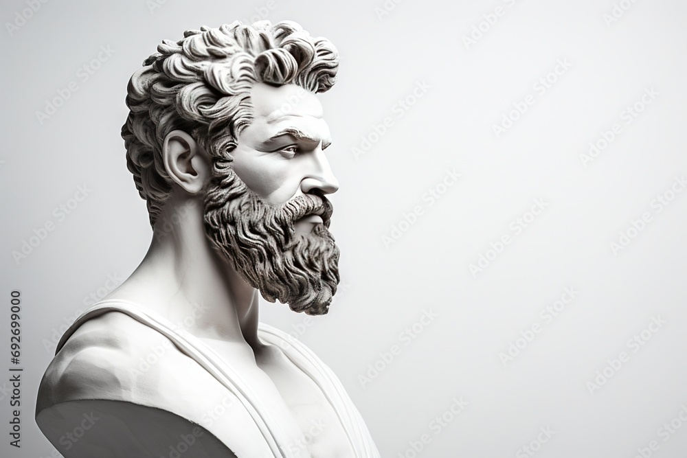 Abstract ancient roman, greek stoic person, marble, stone sculpture ...