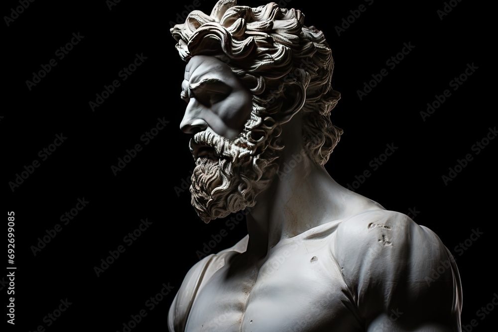 Abstract ancient roman, greek stoic person, marble, stone sculpture ...
