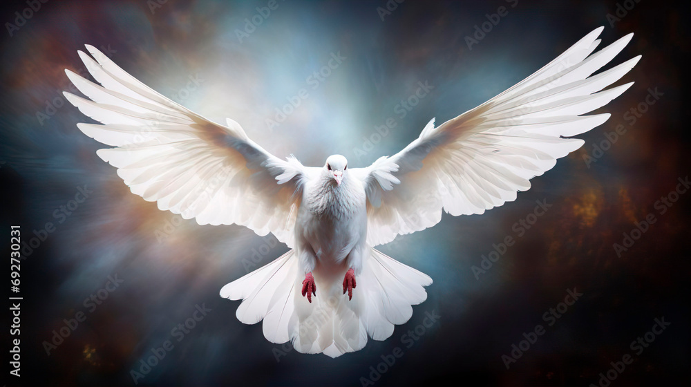 White dove of peace is a symbol of peace and freedom. Stop war and ...