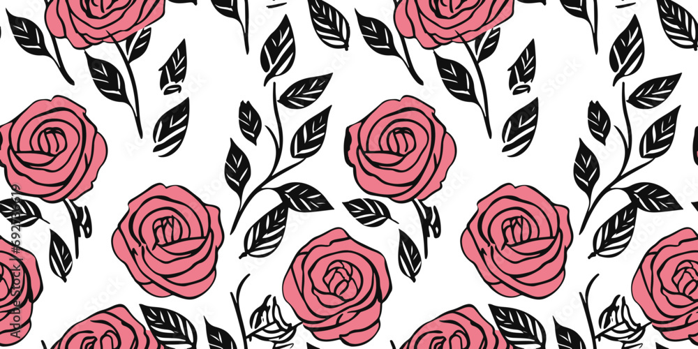 Rose Floral Pattern SVG Bundle, Seamless Pattern SVG, Flower Pattern ...