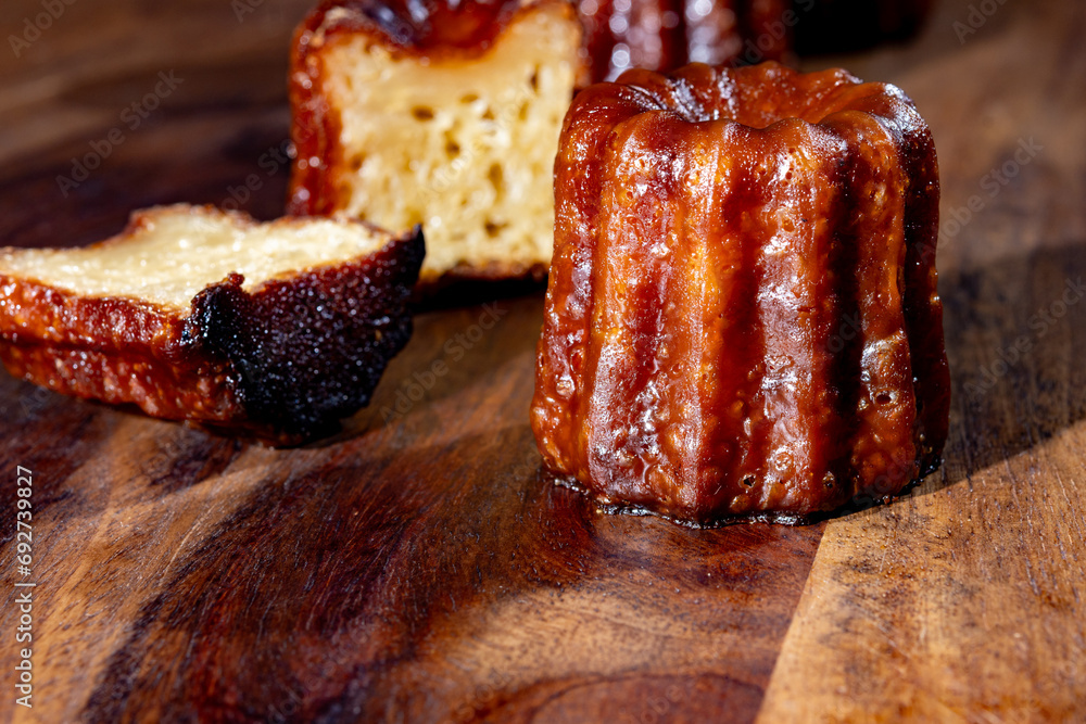 Canele, French pastry flavored with rum and vanilla, soft and tender ...