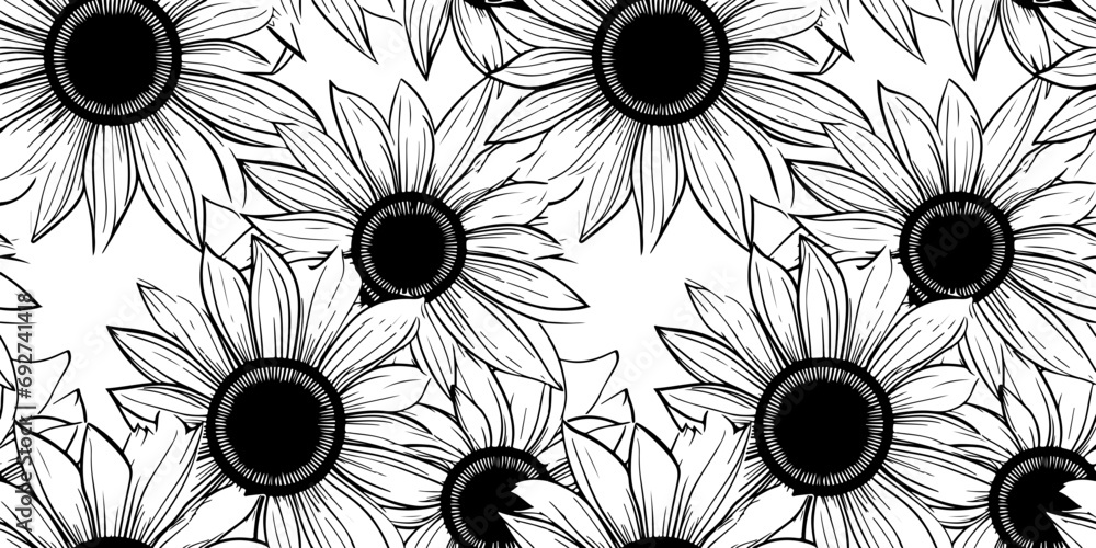 Sunflower Floral Pattern SVG Bundle, Seamless Pattern SVG, Flower ...