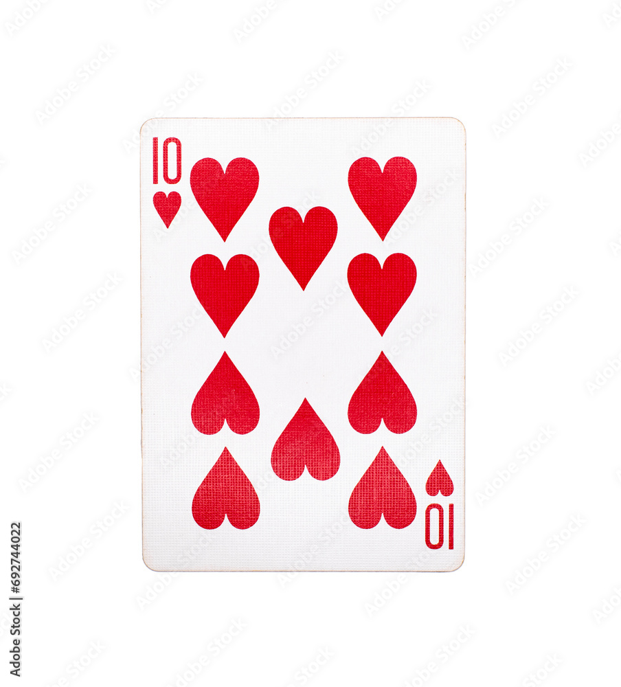 Ten of Hearts playing card on a transparent background Stock Photo ...