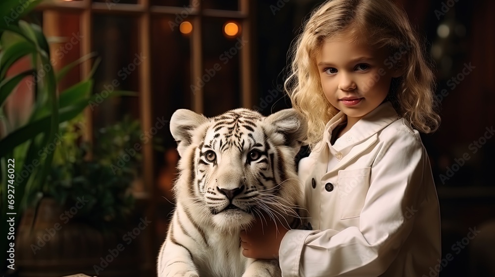 Portrait of a child in a zoologist costume: love for animals Stock ...