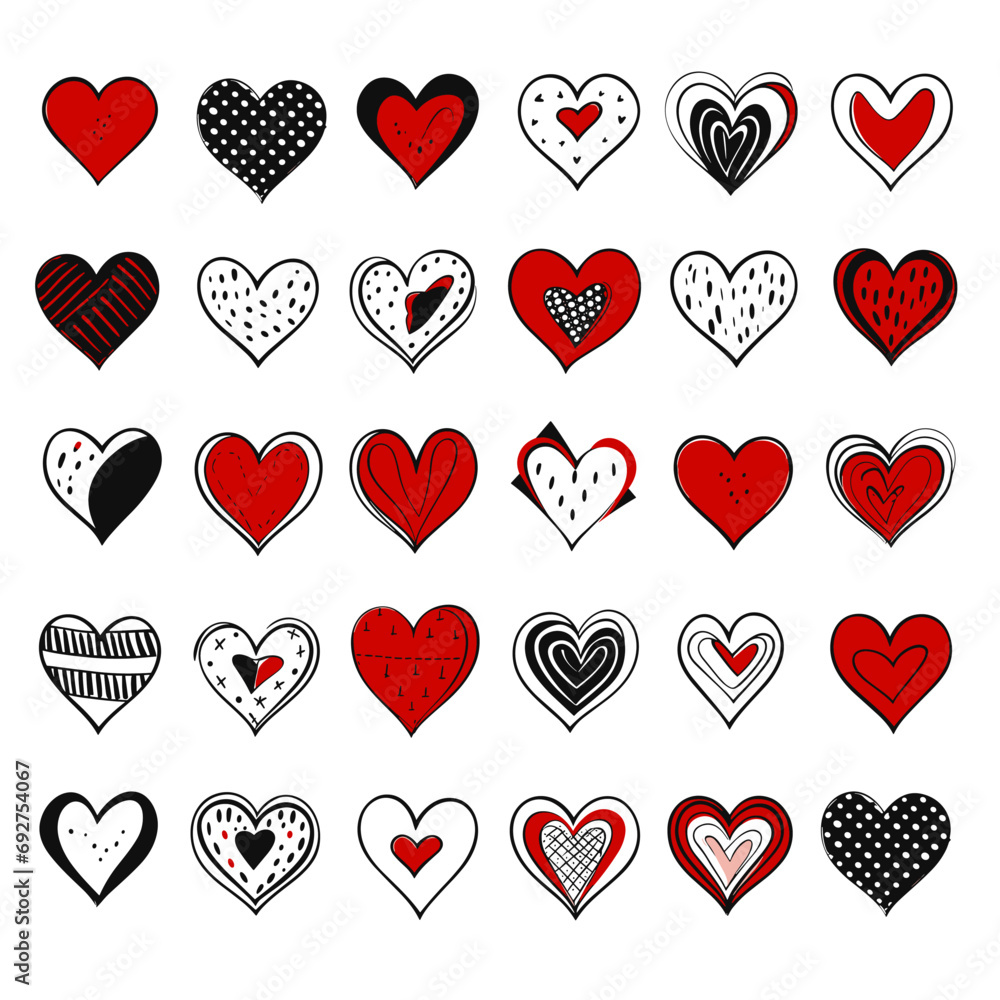 Heart design collection. Set of different heart icons isolated on white ...