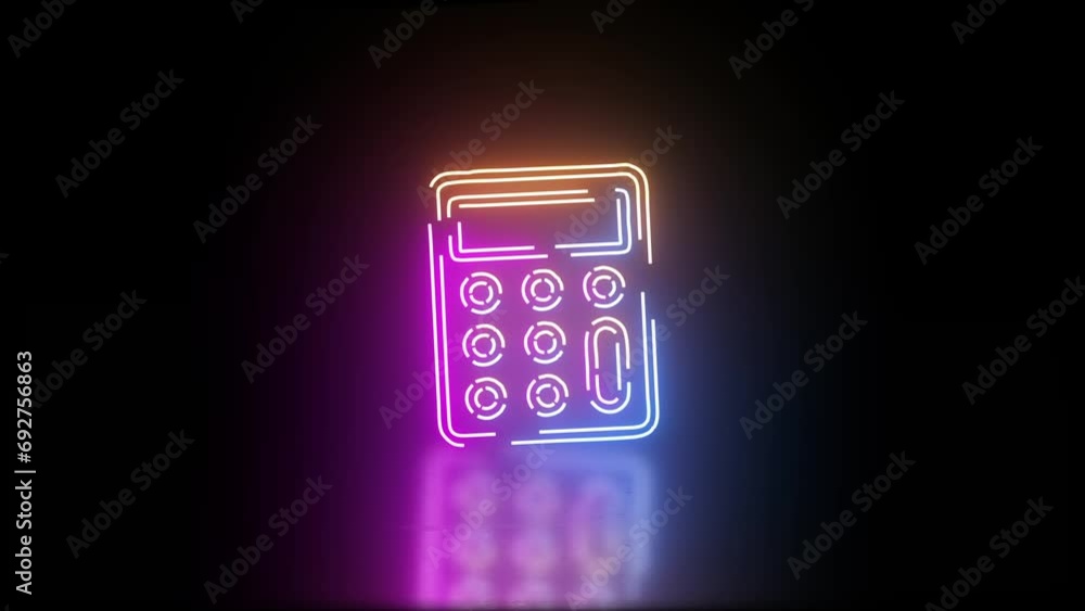 Vidéo Stock Calculator Neon Light Icon Doodle Glowing Effect Animation ...