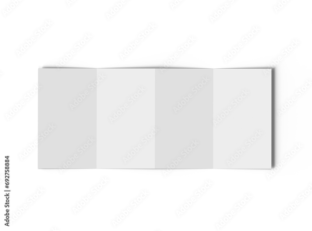 Blank 4-panel roll fold leaflet 3d render on a transparent background ...