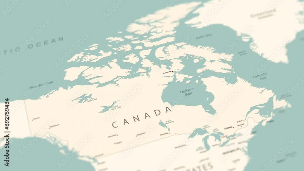Canada on the world map. Smooth map rotation. 4K animation. Stock Video ...