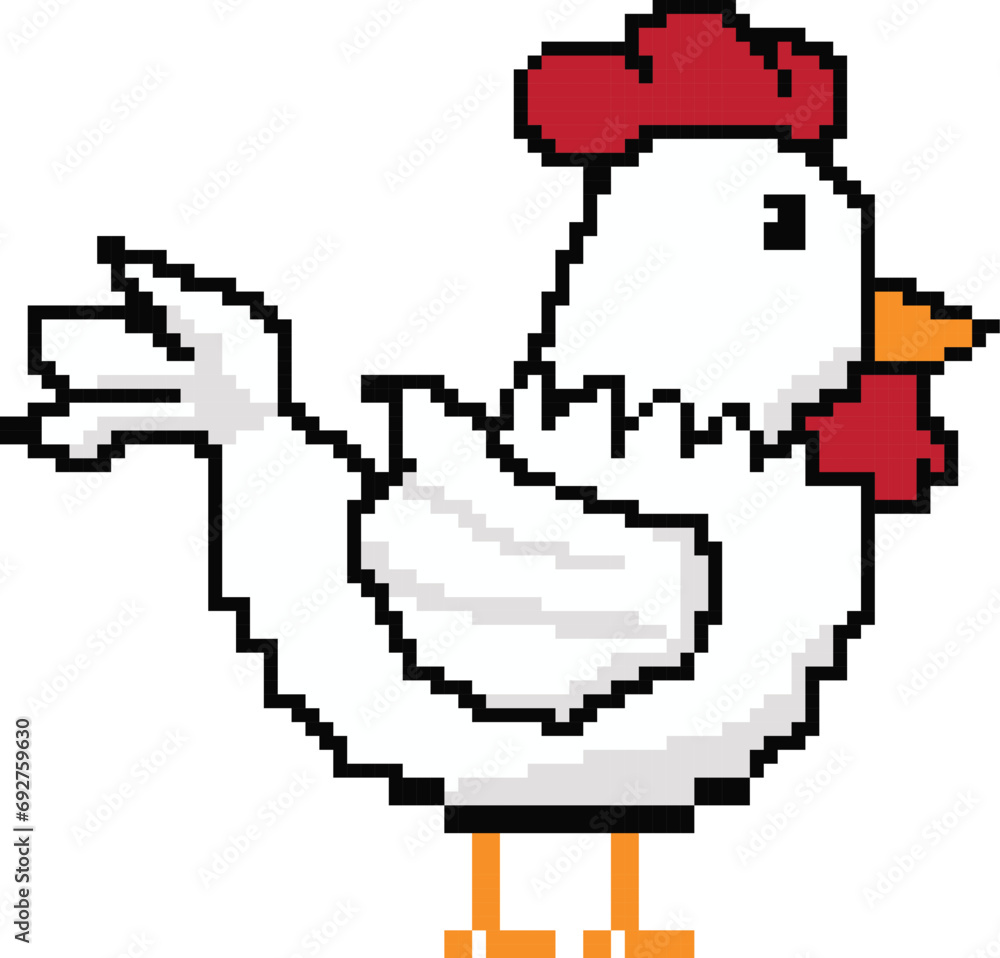 Chicken Pixel Vector Png Clipart Stock Vector | Adobe Stock