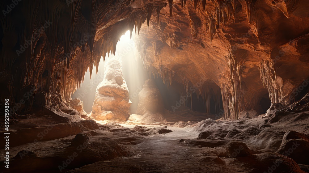 exploration solution cave landscape illustration underground stalactite ...