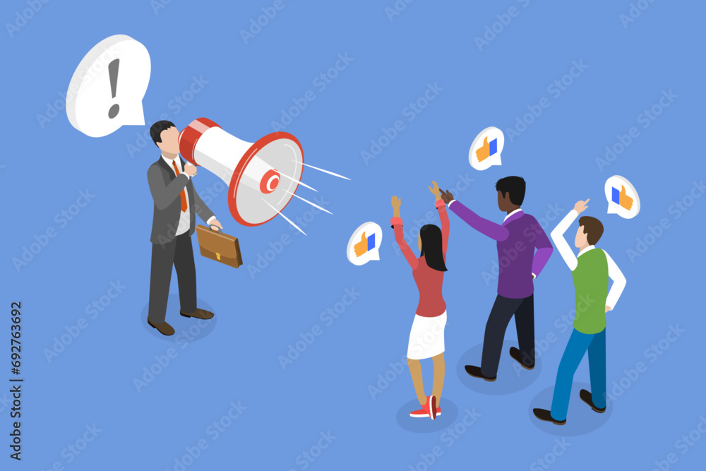 3D Isometric Flat Vector Illustration of Effective Communication ...