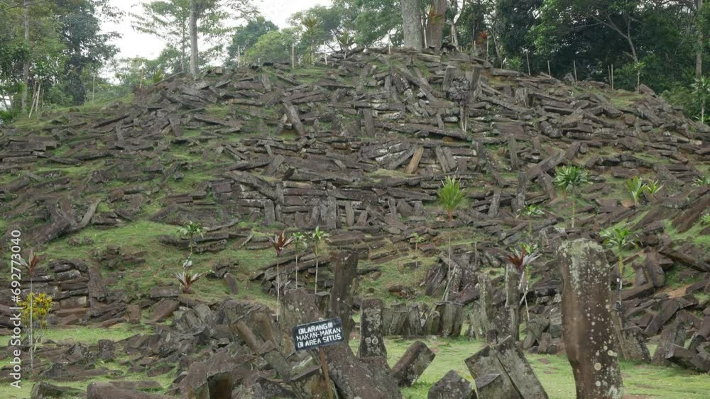 Megalithic sites Gunung Padang, Cianjur, West Java, Indonesia. carbon ...