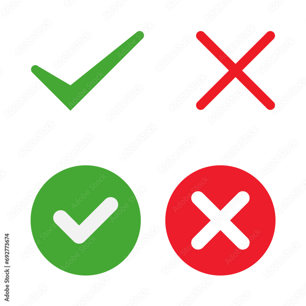 tick and cross, icon tanda benar dan salah. Illustration vector style ...