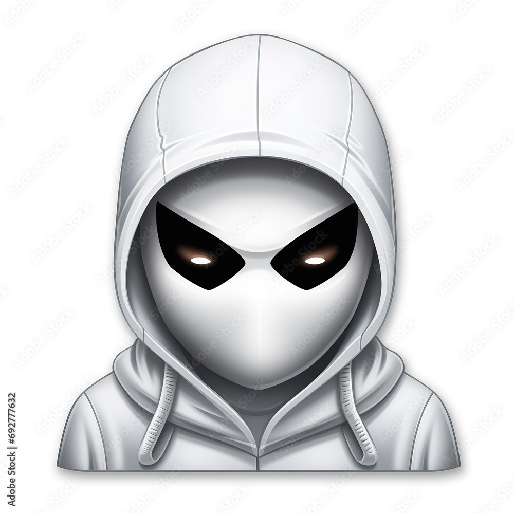 White hacker emoji, vector illustration isolated on white background ...