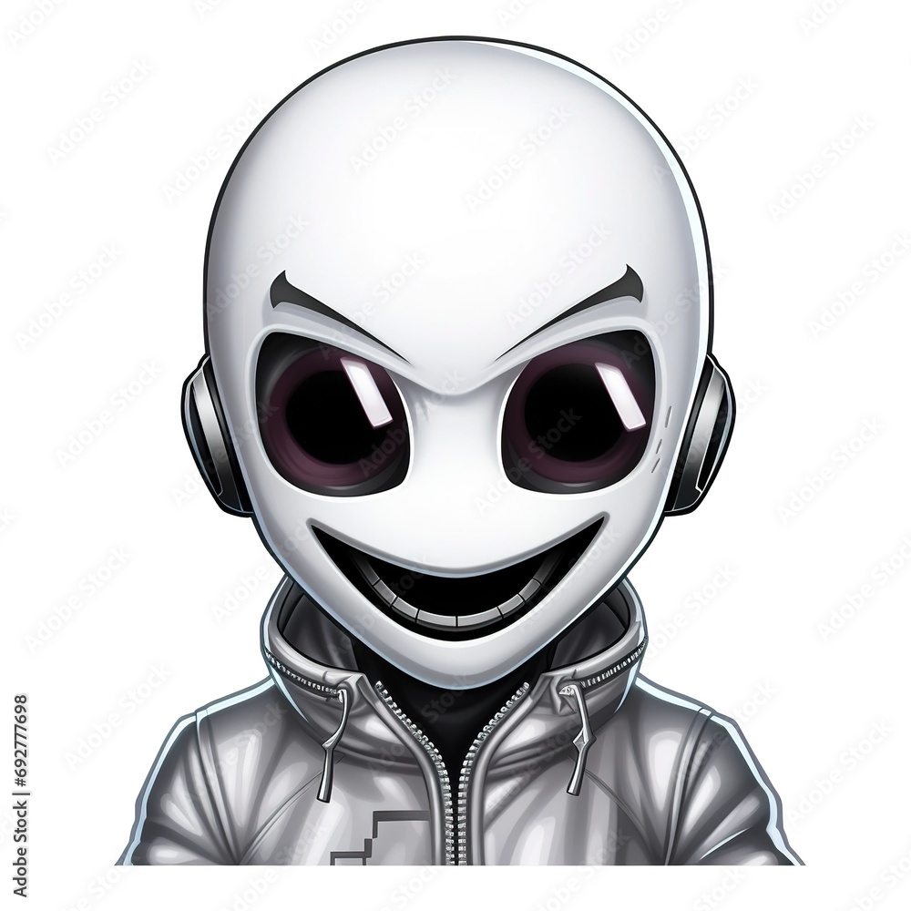 White hacker emoji, vector illustration isolated on white background ...