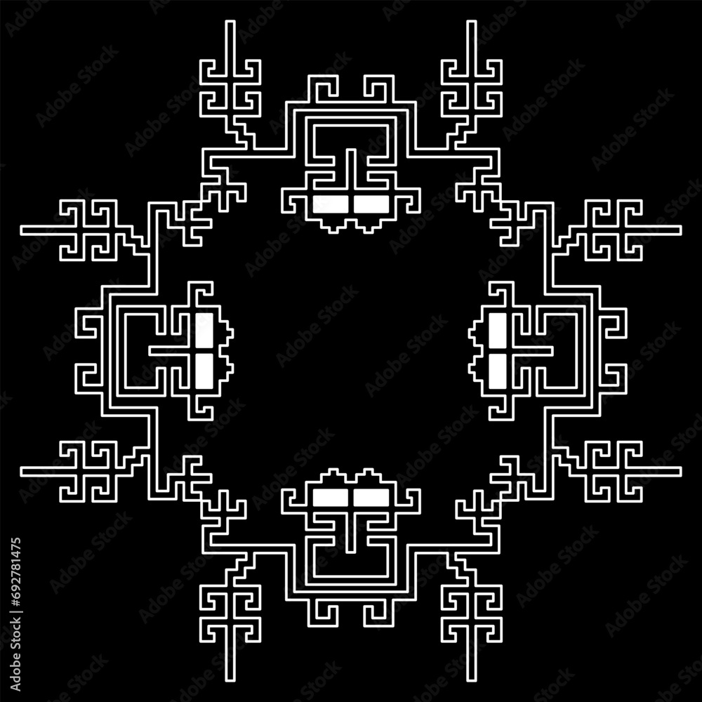 Ethnic pattern or frame with geometrical Nazca textile motifs. Native ...