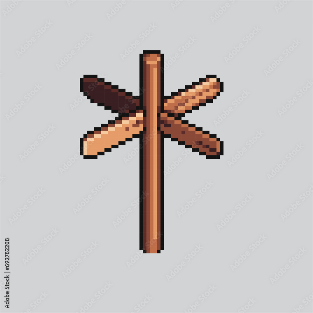 Pixel art illustration Wooden Sign. Pixelated Board Sign. Wooden Board ...