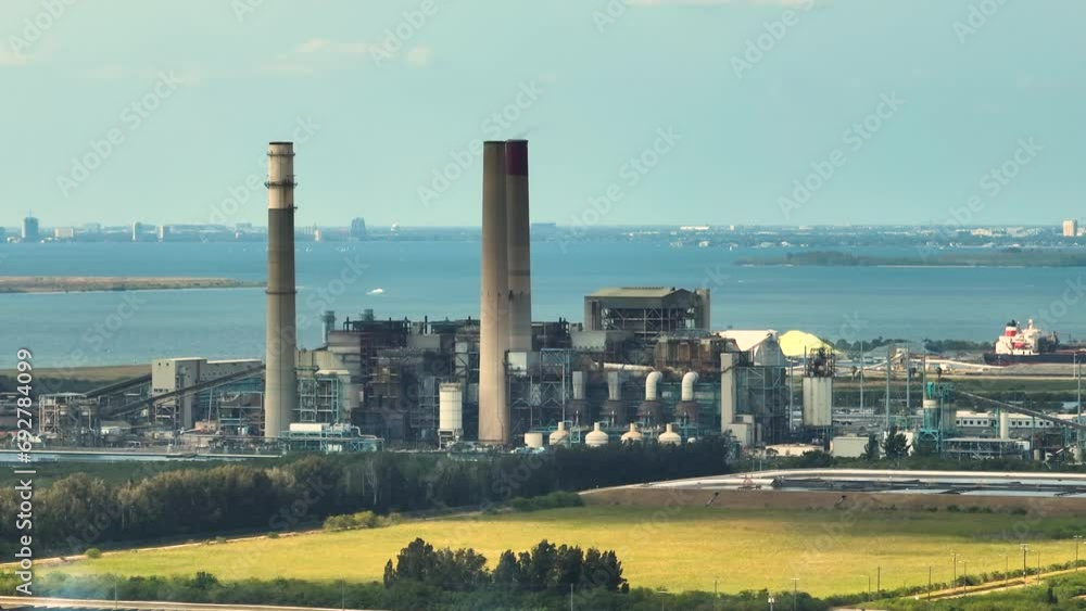 Thermal power plant burning coal fossil fuel for production of ...