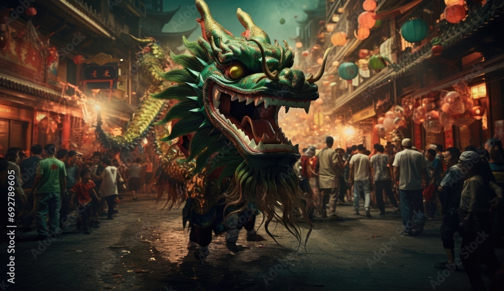 Chinese dragon as a character for the dragon dance at the Chinese New ...