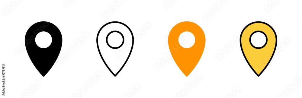 Pin icon set vector. Location sign and symbol. destination icon. map ...
