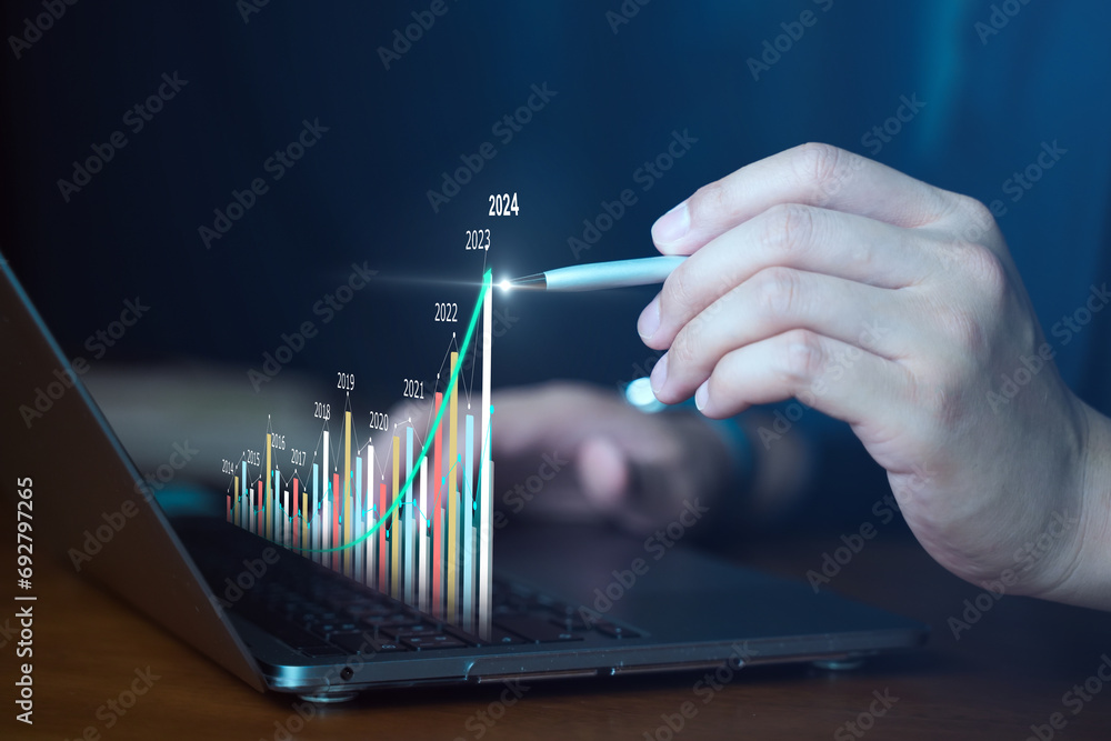2024 Year, Growing chart of the year, Business growing graph in year ...