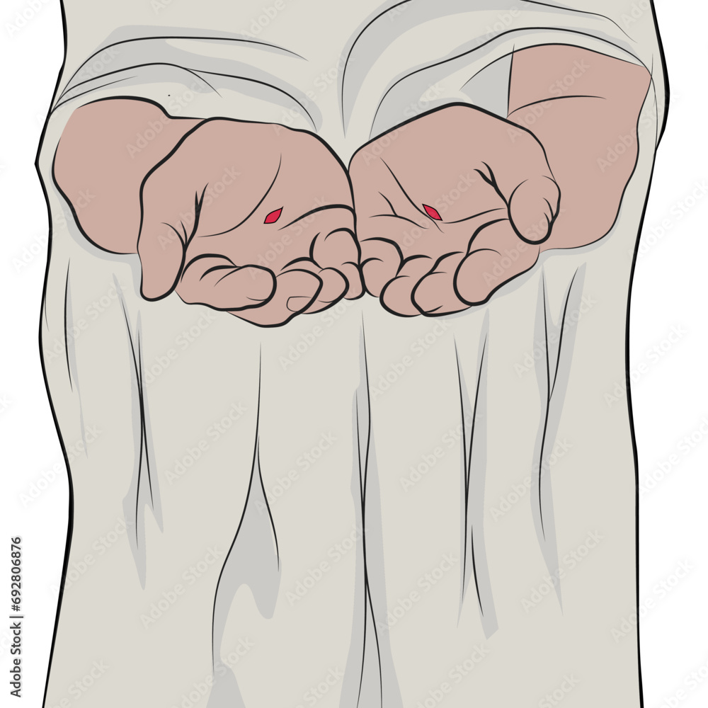 Vector Yeshua Jesus showing his hands after the crucifixion. Stock ...