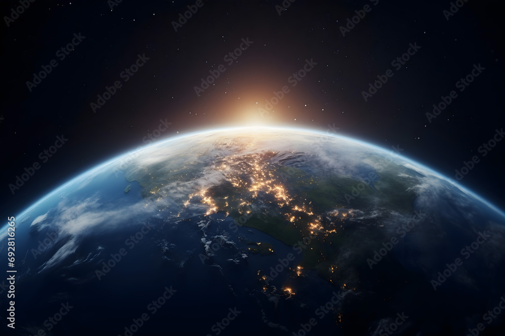 earth in space, green planet earth, renewable energy light bulb with ...