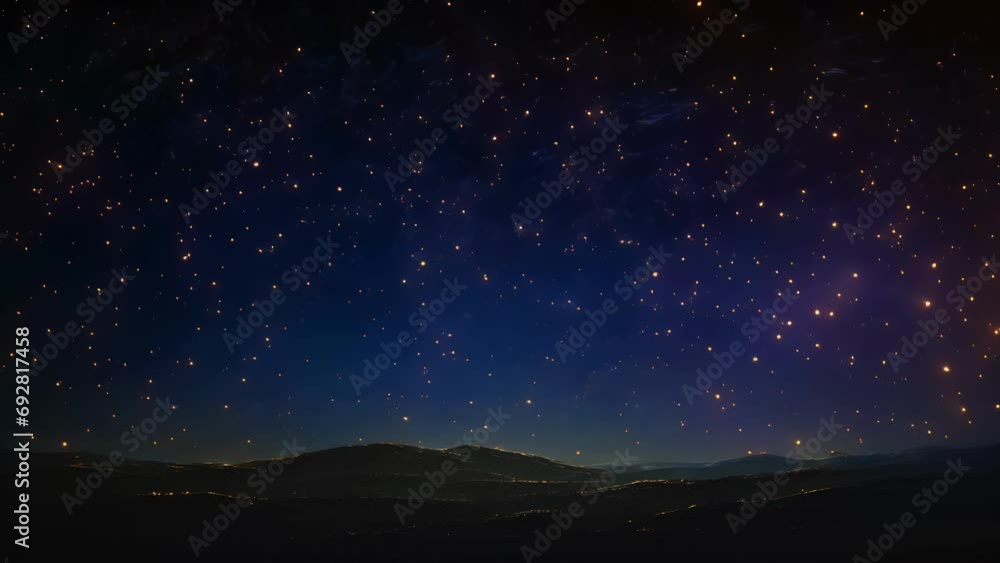 Minimal animation of a starry night sky, with ling constellations and ...