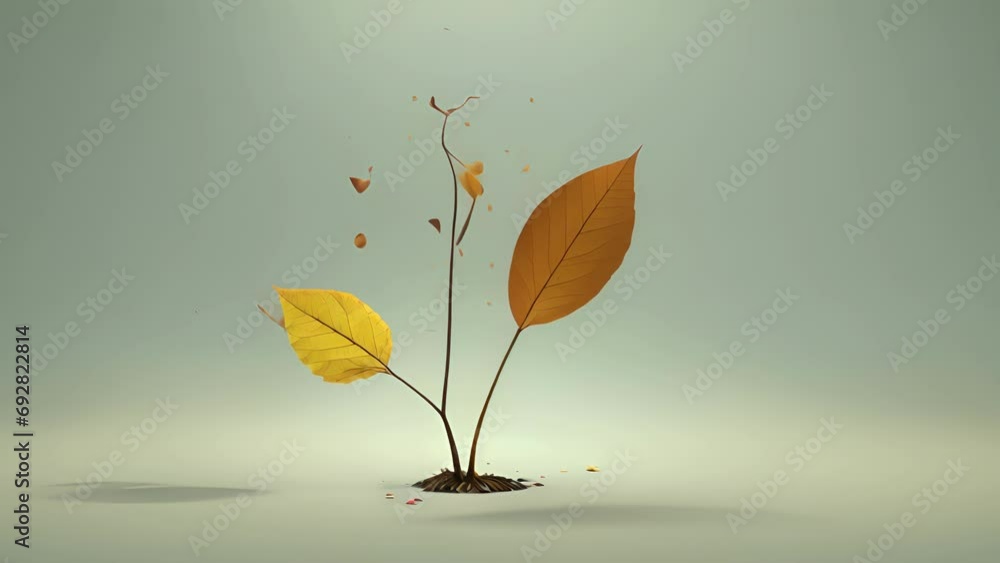 Minimal animation of a leaf falling from a tree, with realistic ...