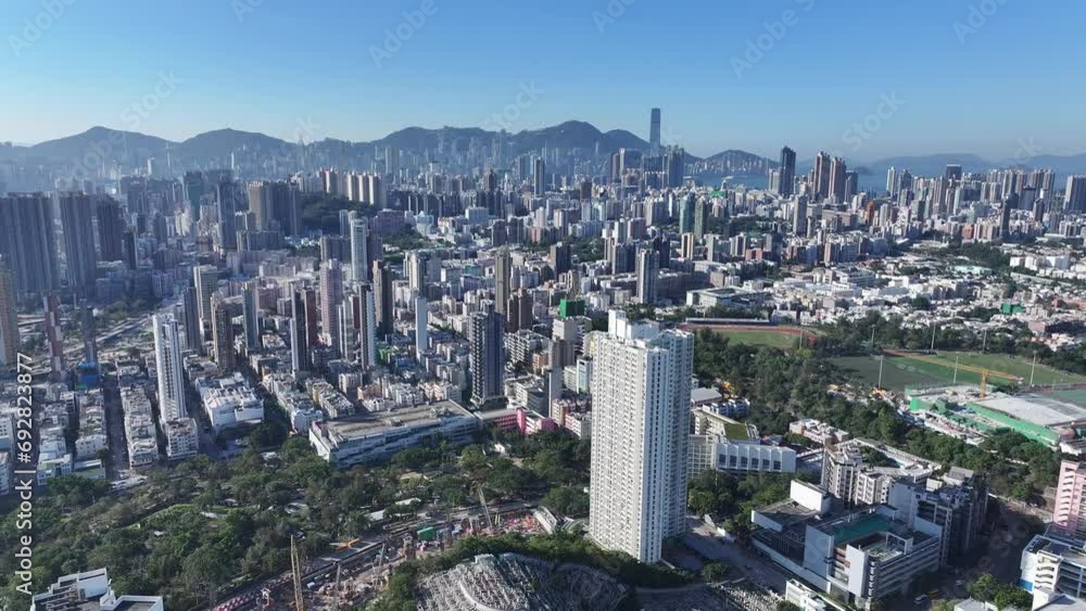 Drone Aerial Skyview in Sham Shui Po Cheung Sha Wan Prince Edward Shek ...