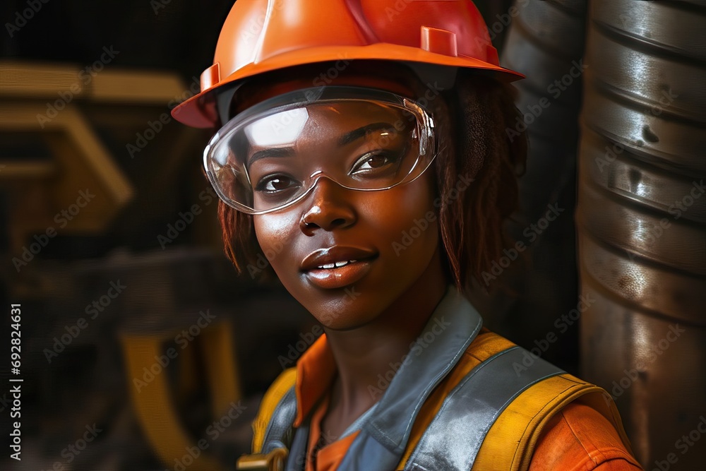 gear safety uniform work wearing woman American African black men ...