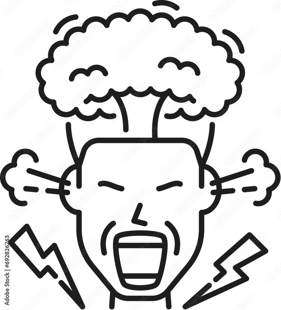 Hysteria. Psychological disorder problem, mental health icon. Cognitive ...