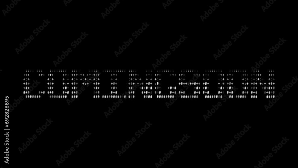 Coming soon ascii animation loop on black background. Ascii code art ...