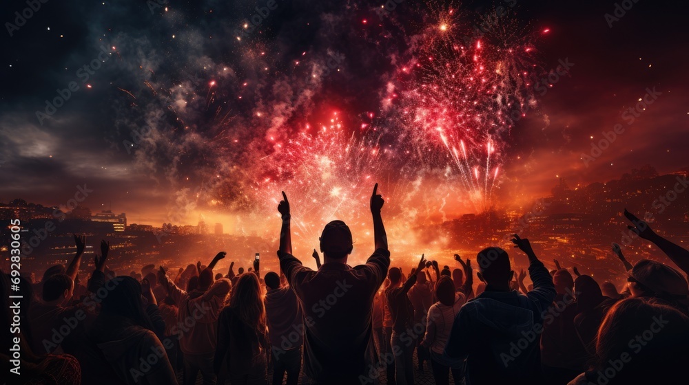 Silvester party New year 2024 background banner panorama on dark night ...