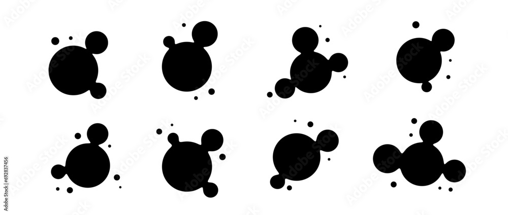 Abstract sphere bubble collection. Black liquid metaball set ...