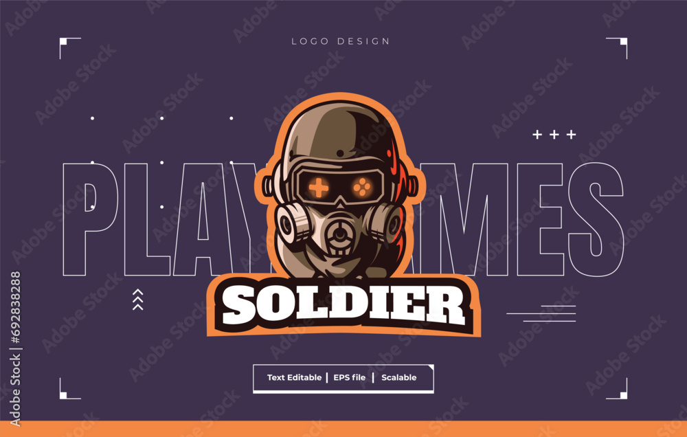 Soldier mascot logo illustration. soldier esport and mascot logo ...