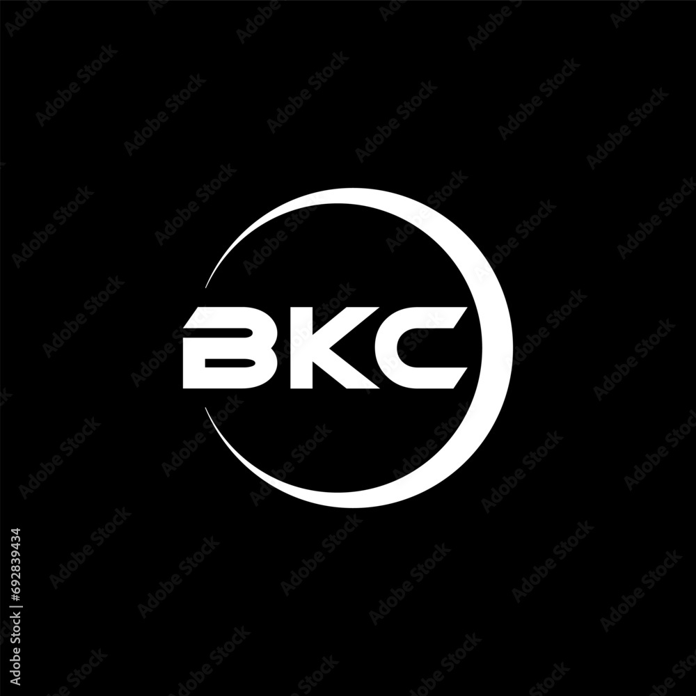 Vecteur Stock BKC letter logo design with black background in ...