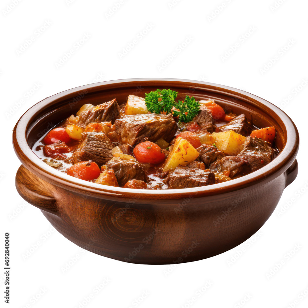 Beef stew traditional homemade goulash isolated on transparent ...