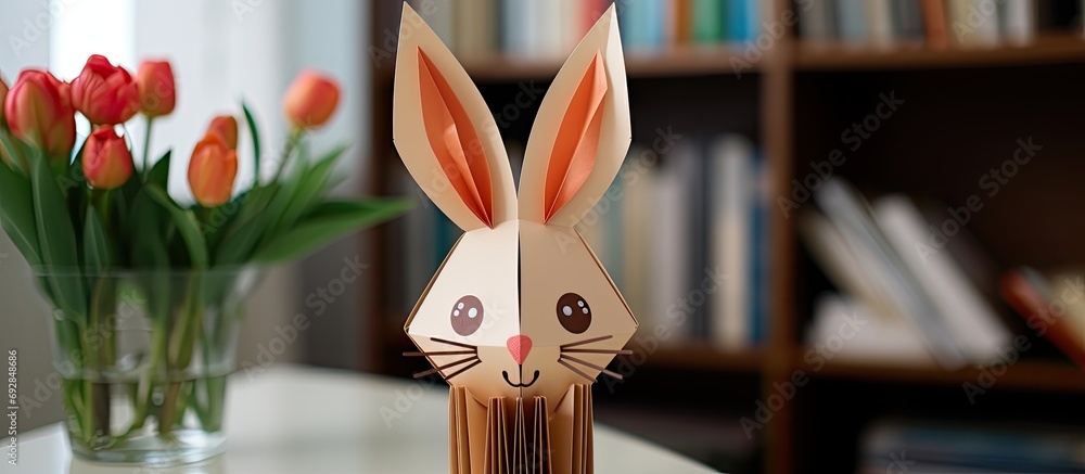 Instructions for creating an Easter bunny bookmark using origami ...